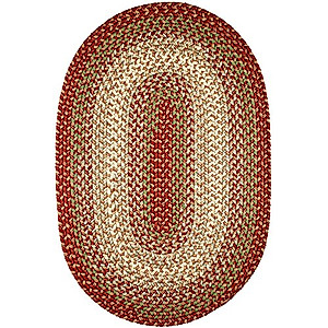 Super Area Rugs Hartford Braided Rug Made in USA Warm Earth,2' X 3' Oval