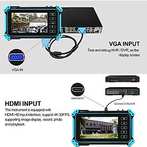 Rsrteng IP Camera Tester, IPC-5100 Plus 8MP AHD CVI TVI CVBS IP Camera Test 4K HD Display Video Monitor 5inch IPS Touch Screen IPC Tester Support POE PTZ W-i-F-i RS485 HDMI & VGA Input DC12V Output