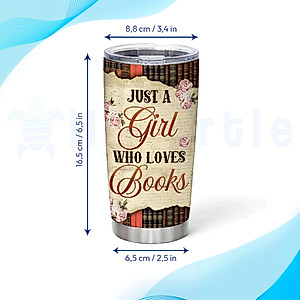 Hyturtle Personalized Book Tumbler Gifts For Girls Women - Birthday Christmas Gifts for Book Lovers Librarian Gifts - Book Lover Cup - Book Club Gifts - Custom Name 20oz Stainless Steel Tumbler Cup