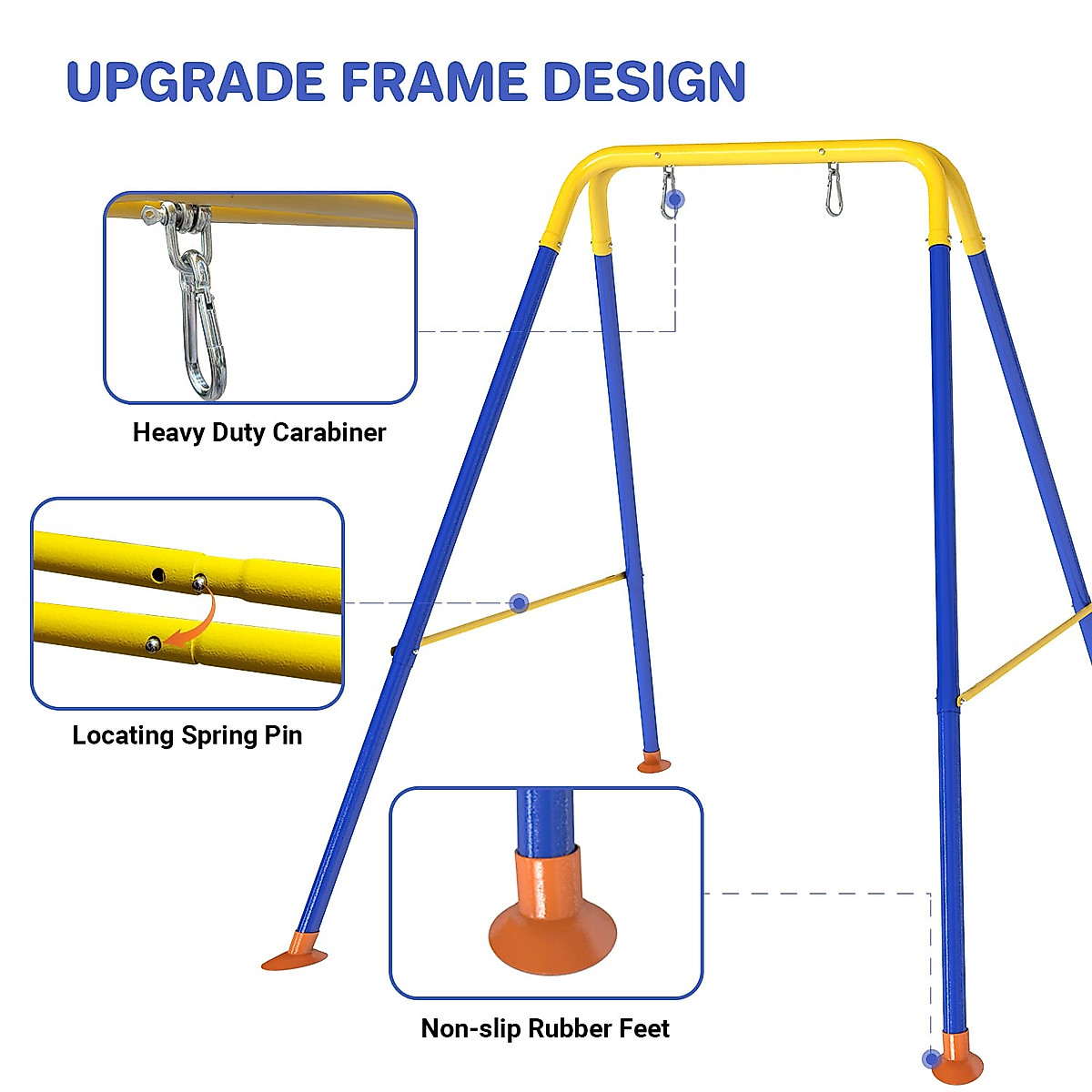 IKARE Foldable Toddler Swing Frame, Heavy Duty Swing Stand for Kids, Baby Swing for Indoor/Outdoor Play, Fits for Most Infant Swings, Easy to Assemble, Portable to Store
