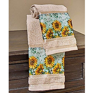 The Lakeside Collection Sunflower Hand Towels for Bathroom or Kitchen with Country Floral Print