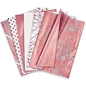 Whaline 120PCS Rose Gold Tissue Paper 6 Style Gift Wrap Paper Bulk Gift Wrapping Accessory Craft Paper Decorative Paper Art Tissue for Home Kitchen Birthday Party