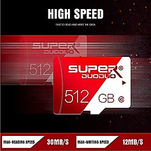 512GB Micro SD Card Fast Speed TF Card Class 10 Memory Card with a Sd Adapter for Smartphone,Surveillance,Camera