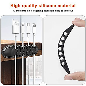 DASIGJID Cable Organizer Cord Holder - 6 Packs Desk Self Adhesive Cable Management Clips for USB Charger Nightstand Power Cord Mouse Wire for Car Office Home