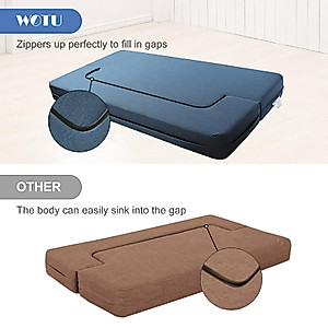 WOTU Folding Sofa Bed Couch Memory Foam Mattress Convertible Fold out Futon Sofa Sleeper Chair Bed for Guest Bedroom and Living Room, 75" W x 30" D x 20" H Twin Size, Washable Cover,Light Grey