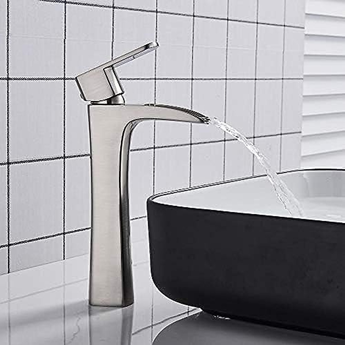 Bath Basin Faucet Basin Sink Faucet Waterfall Spout Glass Bathroom Crane Cold Hot Water Mixer Taps Bathroom Faucets