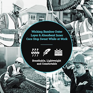 SweatHawg Hard Hat Sweatband - Highly Absorbent Aggressively Wicking Sweat Band Control Excessive Sweating - No Sweat, No Drips - One Size Fits All (Charcoal Black)