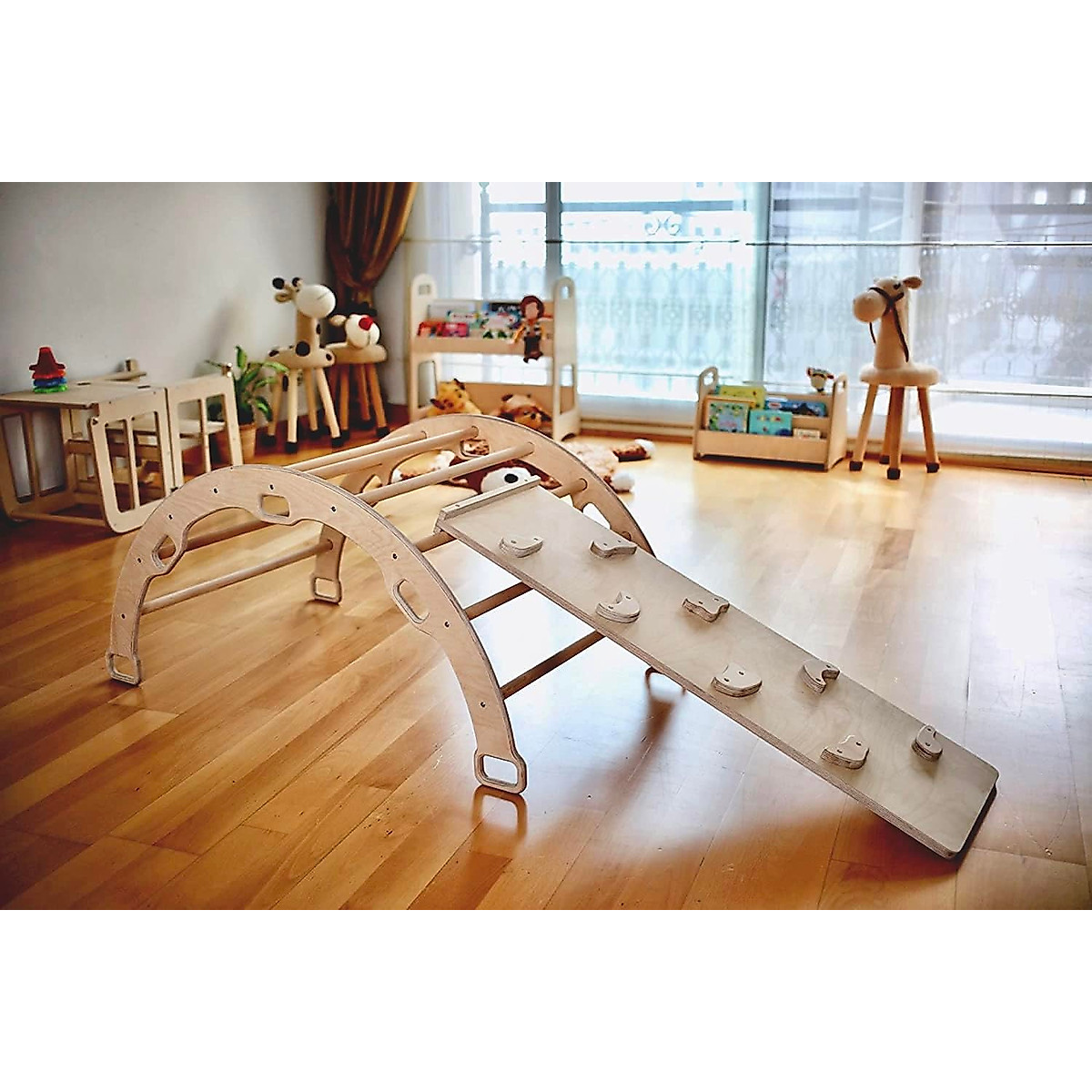 Climbing Arch | Montessori Rocker Arch | Arch with Two Sided Ramp | Wooden Climbing Arch | Climbing Wall for Children's Rooms | Indoor Playground for Climbing (Rock Ramp)