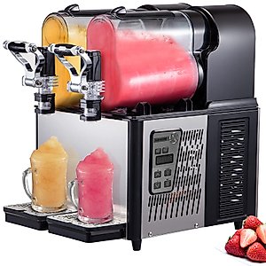 VEVOR Slushy Machine, 3Lx2Tank Slushie Machine for Home, 370W Commercial Slushy Machine, Slushy Machine for Frozen Drinks Automatic Clean, Slushy Machine for Home Supermarkets Cafes Restaurants