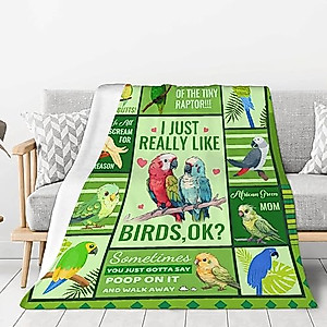 Parrot Cockatiel Collage Blanket, Gift for Teen Men Women Parrot Lover, I Just Really Like Birds, Soft Lightweight Plush Flannel Throw, for Bed Sofa Office Room Decoration 40''x 50'' for Kids/Child