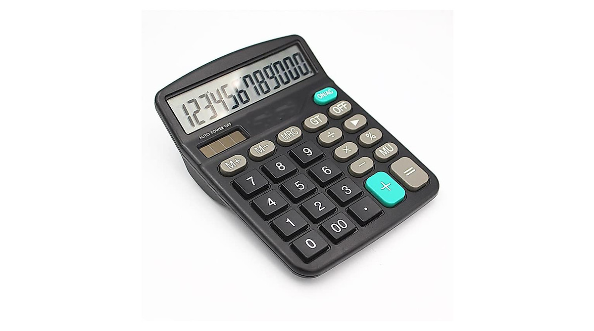 MJWDP 12-Digit Desk Calculator with Large Buttons & Dual LCD