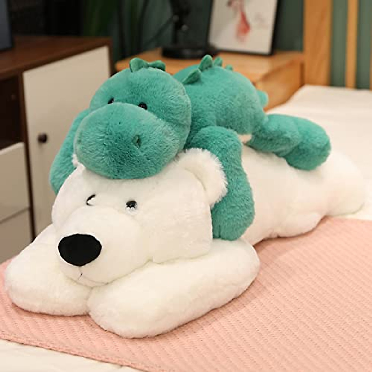 ronivia Weighted Stuffed Animals, 19.7" 3.3lbs Weighted Bear Stuffed Animal Toy Cute White Bear Plush Pillow Weighted Plush Animals Toy
