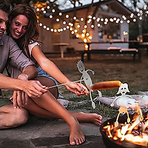 HIKATOP Funny Marshmallow Roasting Sticks, 2 Set Funny Stainless Steel Barbecue Forks, Hot Dog Holder Campfire for Party Family Friends Gathering (2 Set 304 Steel)