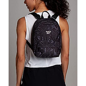 Reebok Women's Backpack - Heritage Lightweight Mini Shoulder Purse - Travel Gym Bag, Black Abstract