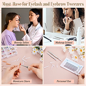 FVVMEED 30 Pieces Tweezer Covers Grafting Eyelashes Tips Covers Transparent Plastic Protective Case to Protect Stainless Steel Straight Elbow Tweezers Cleaning Non-slip Eyelashes Auxiliary Tools