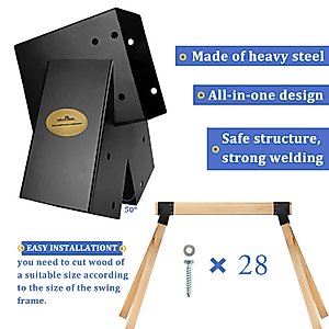 MIXXIDEA 2 Swing Set Brackets for Swing Set A-Frame Heavy Duty with All Mounting Hardware, Black (2 Brackets-Black)