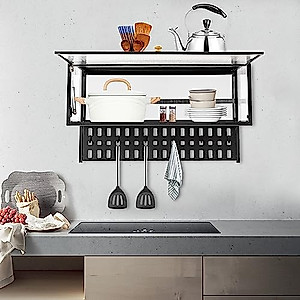 Wall Cabinet Balcony Black Kitchen Wall Cabinet Living Room Bedroom Storage Cabinet Flip-Up Door Wall Cabinet Wall-Mounted Locker 85 * 28cm