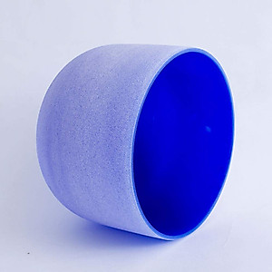 ENERGYSOUND 432Hz Perfect Pitch G Note Throat Chakra Blue Colored Frosted Quartz Crystal Singing Bowl 8 inch Carrier bag included