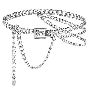 Amabro Multilayer Waist Chain Belt, Adjustable Metal Chain Dress Belt Women Girls Ladies Dress Jeans()