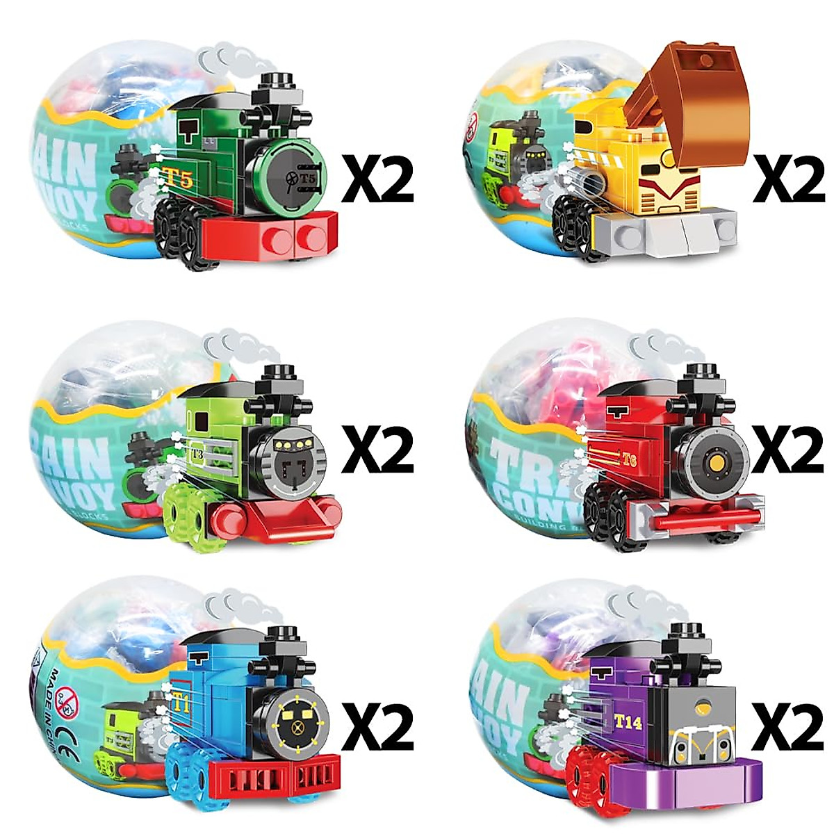 12PCS PreFilled Easter Eggs with Train Building Blocks Set for Kids Easter Basket Stuffers, Easter Basket Filler, Easter Eggs Hunt, Easter Party Favors Classroom Prize Supplies