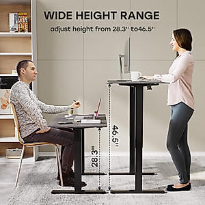 JYLH JOYSEEKER Grey Standing Desk, 48 X 24 Inch Adjustable Height Electric Desk, Sit Stand Desk with 2 Hooks, Ergonomic Rising Desk with Splice Board
