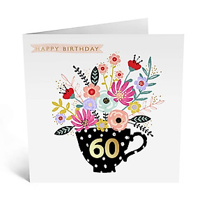 CENTRAL 23 - Cute 60th Birthday Card for Women - 'Happy 60th Birthday ' - Sweet Birthday Card for Her - Fun Birthday Card for Him - Comes with Cute Stickers