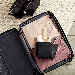 Glamlily 3 Piece Black Makeup Bag Set for Women, Nylon Zipper Cosmetic Pouch Organizers for Travel, Toiletries (3 Sizes)