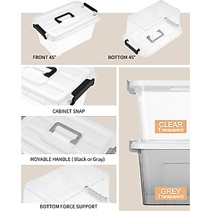 Plastic Storage Bins with Lids 7 Quart ,Storage Containers 6 Pack-BPA-Free,Stackable Latching Box with Black Handle for Home Office Kids Room Closet School Art Supplies Organization and Storage