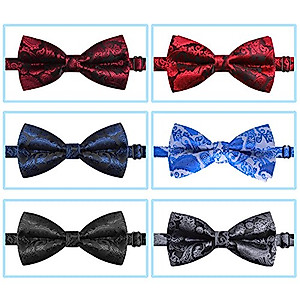 YOY Handcrafted Adorable Pet Bow Ties - 6-pack Adjustable Neck 11"-20" Paisley Bowties Dog Collar Neckties Kitty Puppy Grooming Accessories for Doggy Cat, 6 Colors
