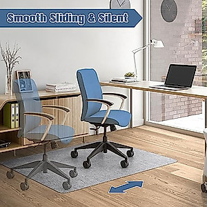 Corduroy Chair Mat for Hardwood Floor, 55"x35" Office Chair Mat Desk Chair Mat for Rolling Chair, Large Anti-Slip Backing Low-Pile Office Rug Floor Mat for Office/Home Light Grey