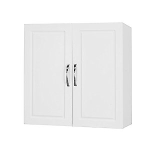 Haotian FRG231-W, White Kitchen Bathroom Wall Cabinet, Garage or Laundry Room Wall Storage Cabinet, White Stipple, Linen Tower Bath Cabinet, Cabinet with Shelf