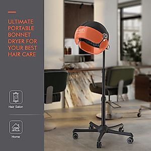 TASALON Ionic Hooded Dryer, 1875 Watts Sit Under Hair Dryer Bonnet with 3 Temperature Settings, Hooded Hair Dryer for Home Spa and Salon, Orange