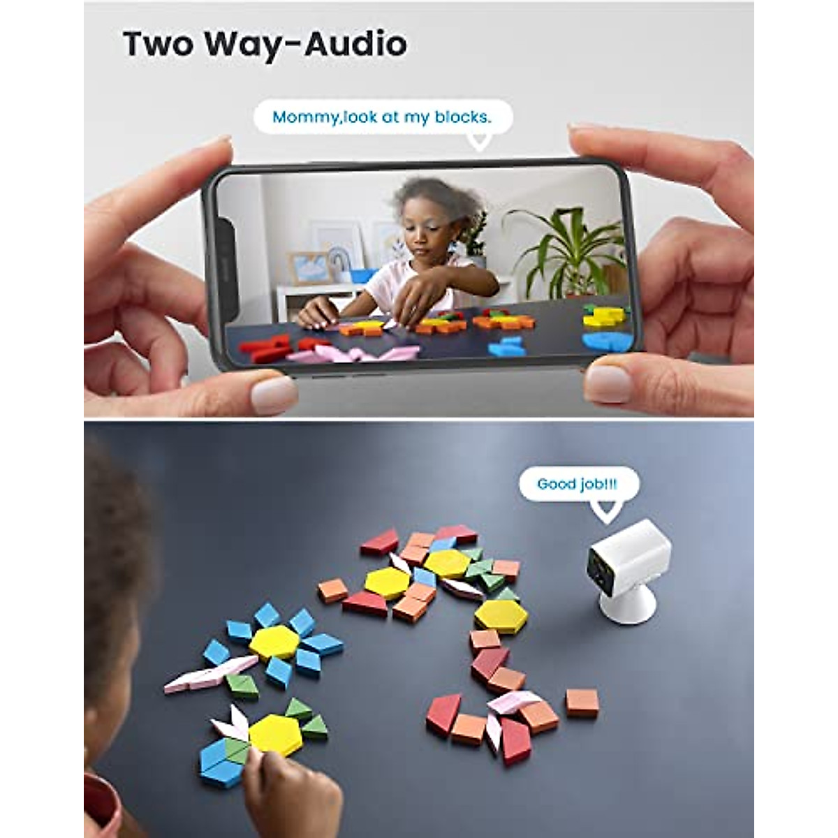 ieGeek Wireless Indoor Cameras for Home Security, Mini Battery WiFi Camera Indoor 1080P, 2-Way Audio, Motion Sensor Alarm, Phone APP, for House/Baby Monitor/Pet Camera,Work with Alexa, 2 Pack