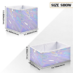 Kigai Iridescent Bow Storage Box, Foldable Storage Bins, Decorative Closet Organizer Storage Boxes for Home
