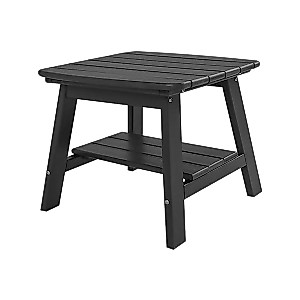 BIVODA Adirondack Table, 20 inch Outdoor Side Table with Storage Shelf, 2-Tier HDPE Patio End Table, Easy Maintenance & Weather Resistant, Modern Side Table for Living Room,Patio, Pool, Porch