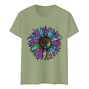 Workout Tops for Women Dressy Casual Tank Top for Women Flowy Short Sleeve Ladies Tops and Blouses Print Short Sleeve Hide Belly Tops Summer Henley Casual Blouses Botton Up Shirts