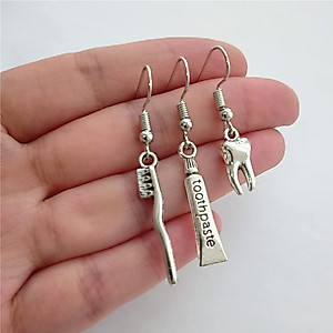 3pcs Tooth Earrings Set, Toothpaste and Toothbrush, Cute Teeth Jewelry, Mom