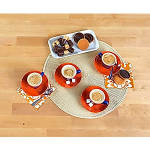 IMUSA USA Blue, 8 Piece 3oz Colorful Espresso Cups with Saucers, Orange