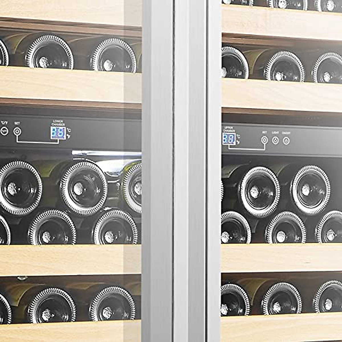 Wine Cooler Refrigerator 2 Glass Door 321 Bottles Dual Zone Reversible Commercial Cooler For Restaurant Bar Grocery Store NSF WI321DD