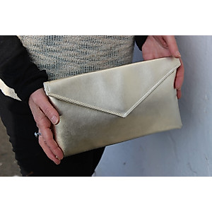 LONI Women's Synthetic Envelope Clutch/Bag Medium Gunmetal Pewter