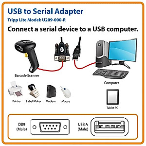 Tripp Lite 5ft USB to Serial Adapter Cable (USB-A to DB9 M/M)(U209-000-R)