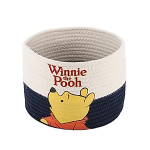 YAHUAN Cotton Rope Basket with Bear-Patterned Cotton Rope Storage Basket Collapsible Blanket Basket with Handles(blue white)