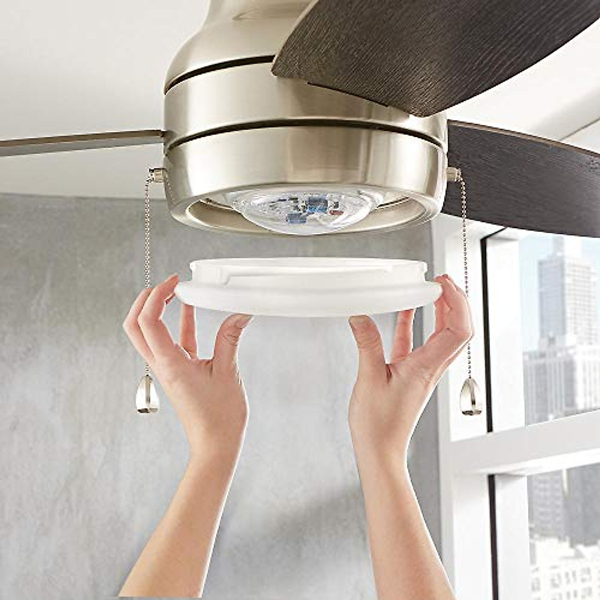 Ashby Park 44 in. White Color Changing Integrated LED Brushed Nickel Ceiling Fan with Light Kit and 3 Reversible Blades