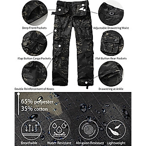 GSGGIG Men's Outdoor Hiking Pants, Tactical Pants Lightweight Casual Work Ripstop Cargo Pants for Men with Pockets No Belt 3355 Black CP CAMO 44
