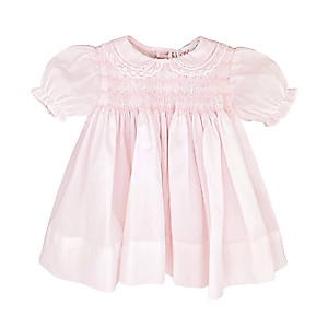 Petit Ami Baby Girls' Fully Smocked Dress with Lace Trim, 3 Months, Pink