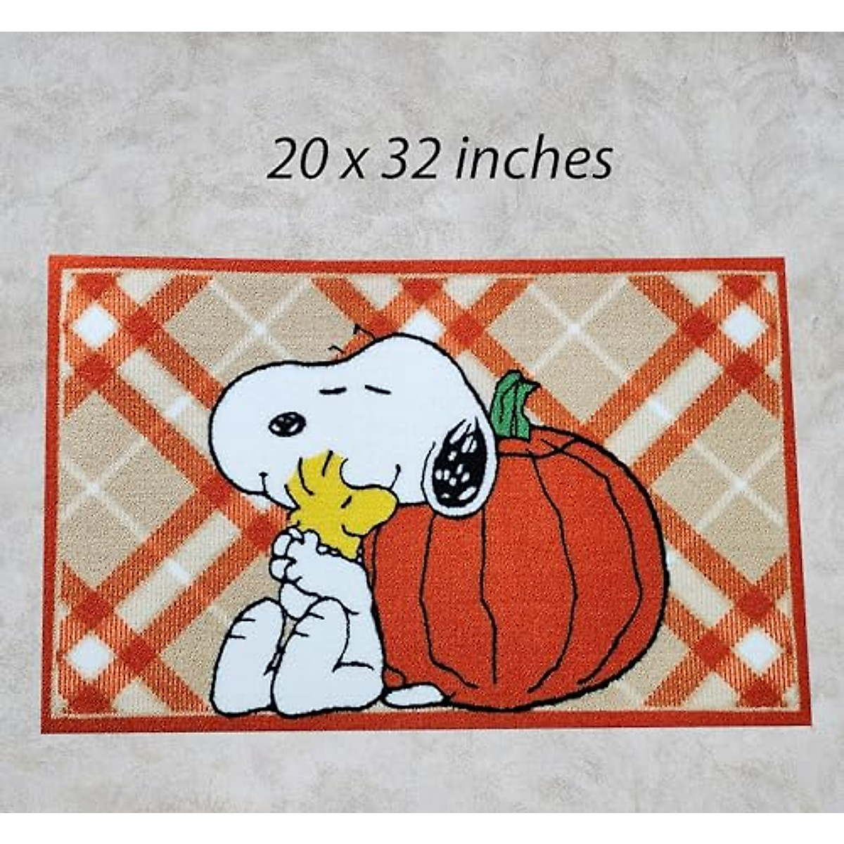 Nourison Peanuts Accent Throw Rug 20 x 32 inches Non-Skid Latex Backing Cartoon Character Print (Fall Pumpkin Rug)