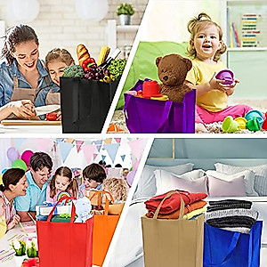 Shindel 12 Pack Reusable Grocery Tote Bag, Reinforced Handle Grocery Bags Heavy Duty Large Shopping Totes, Kitchen Reusable Grocery Bags, 15x13 inch