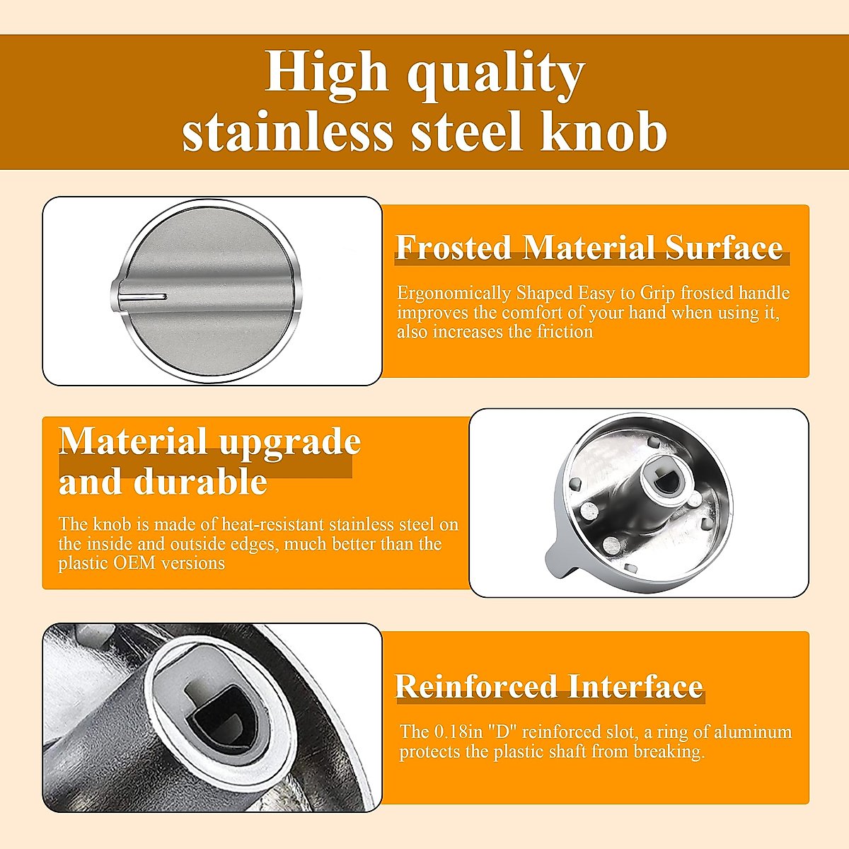 Upgraded Stove Knobs W10594481 Replacements for Whirlpool Gas Stove Range Knob WCG97US0DS00 WCG97US6DS00, Replace WPW10594481 AP6023301 Cooktop Knobs, 5 Pack Gas Range Knob