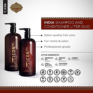 I.C.O.N. India Shampoo and Conditioner Combo, Salon-Quality Hair Care, 1 Liter Each