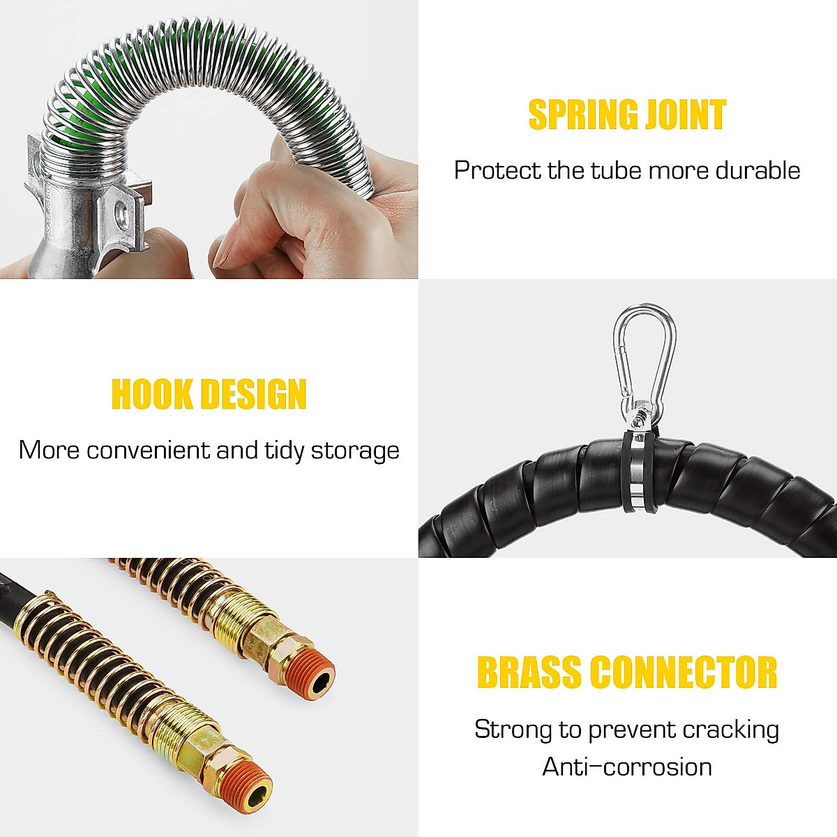 Autsurles 12ft 3 in 1 Trailer Air Line Hose Wrap Assembly with 7 Way Electrical Cable ABS & Power Air Line for Semi Truck Trailer Tractor